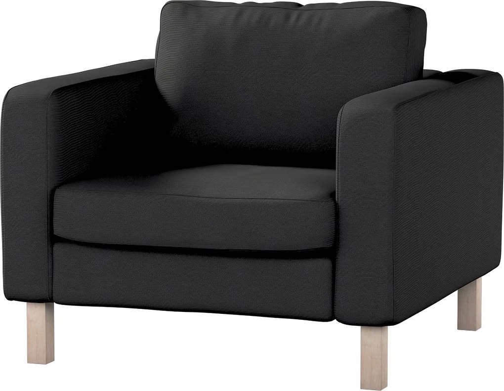 Potah na křeslo IKEA Karlstad, krátký barva černá látka pletený vzor