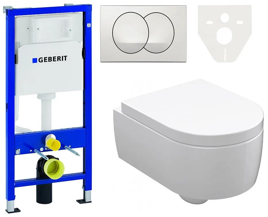 AKCE/SET/LIVERO Geberit - Modul pro závěsné WC Duofix Delta 12 s tlačítkem Delta 20, alpská bílá + FLO závěsná WC mísa, 36x50cm, bílá + FLO WC sedátk…