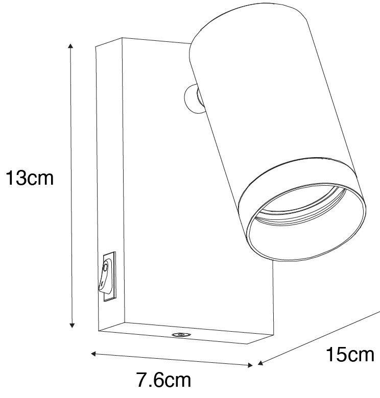 Nástěnná lampa černá se zlatem nastavitelná s vypínačem - Jeana Luxe