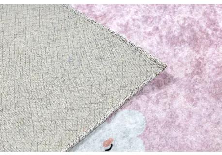 Dywany Luszczow Dětský kusový koberec JUNIOR 52063.802 pratelný  Duha, mraky pro děti protiskluz, růžový Rozměr koberce: 120 x 170 cm