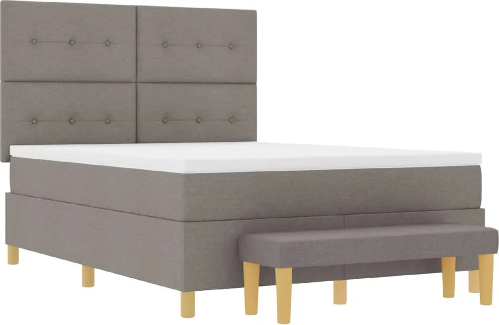 Postel s boxspringem s čelo Taupe 140 x 200 cm textil 3344307