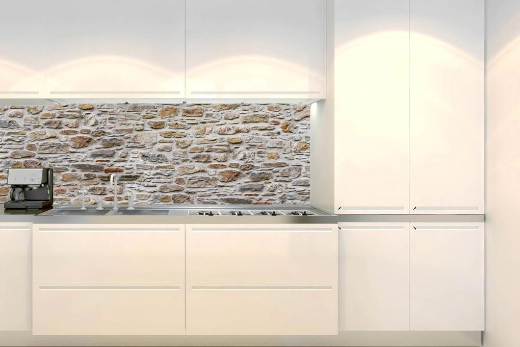 DIMEX | Fototapeta do kuchyně Kamenná zítka KI-180-260 | 180 x 60 cm | šedá, hnědá, béžová