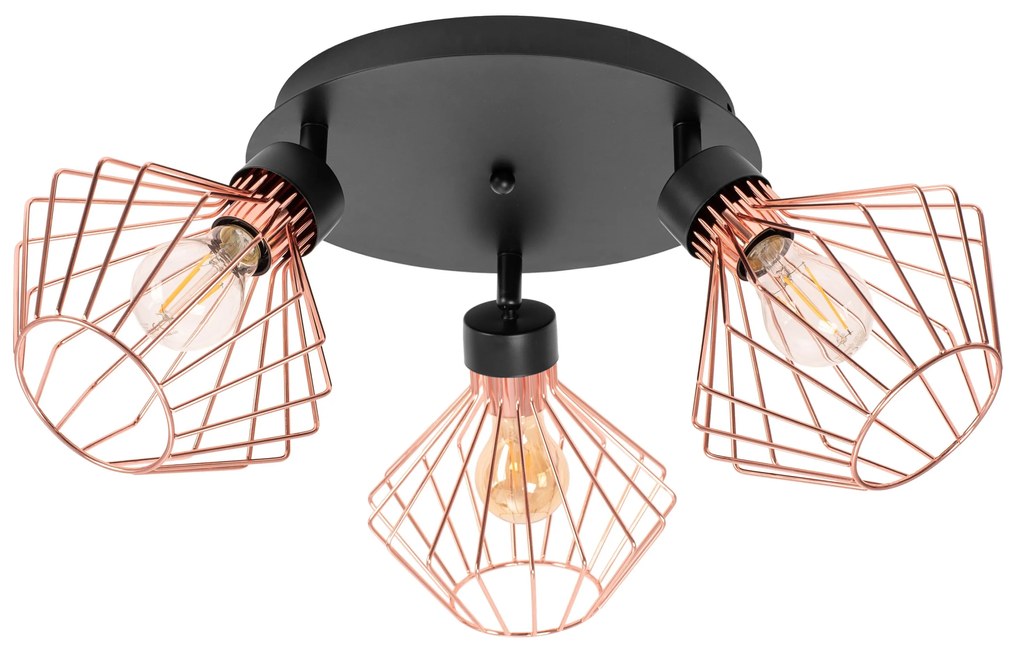 Toolight Trojitá kovová plafónová lampa APP536-3C Pink Gold