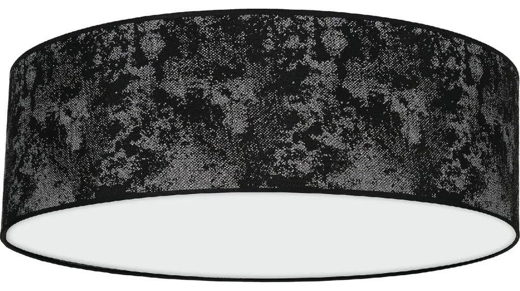 Stropní svítidlo Satino Round, 1x černé/stříbrné textilní stínítko, (bílé plexisklo), (fi 60 cm)