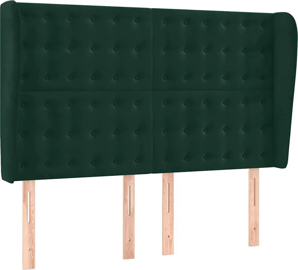 Box spring postel s matrací a LED tmavě zelená 140x200 cm samet 3136368
