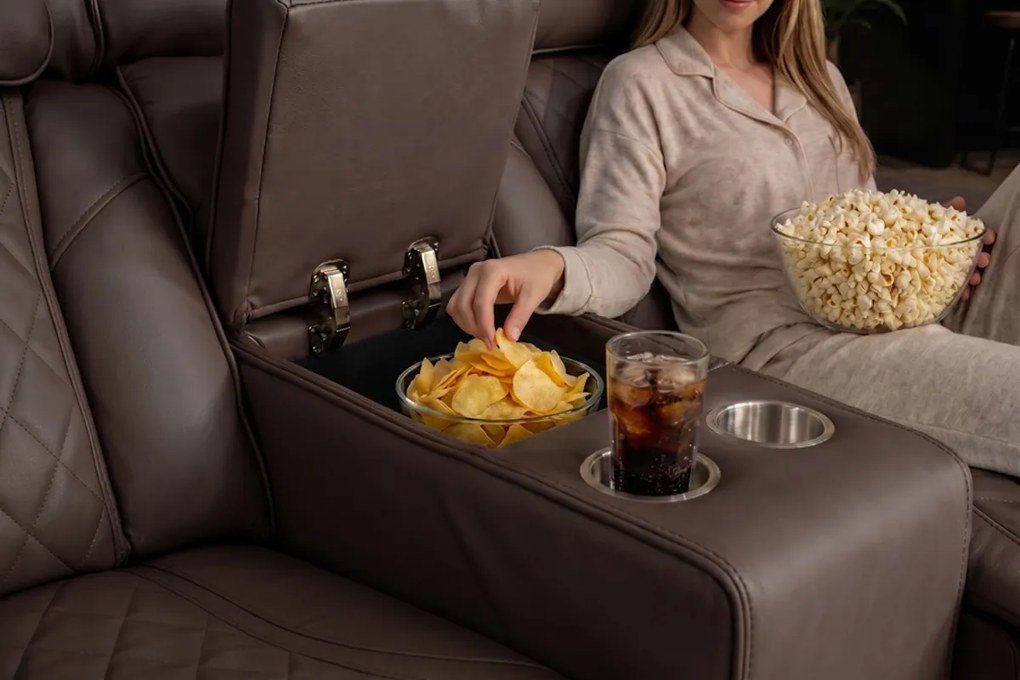 Designové dvojkřeslo Movie hnědé elektrické