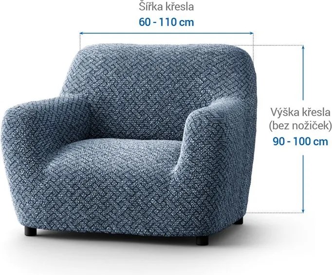 Bielastické potahy VENEZIA modrá křeslo (š. 60 - 110 cm)
