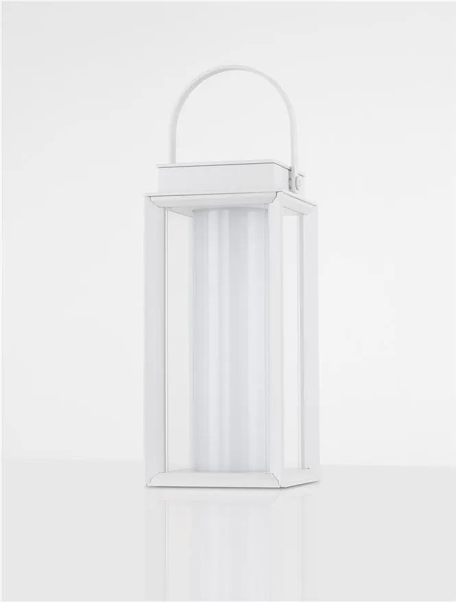 NV 9002861 Venkovní stolní lampa VERHAAL bílý hliník a čiré sklo LED 2W 3000K 3,7V 360st. IP54 solární / USB kabel / vypínač na těle - NOVA LUCE