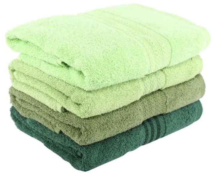 Sada 4 zelených bavlněných ručníků Rainbow, 50 x 90 cm