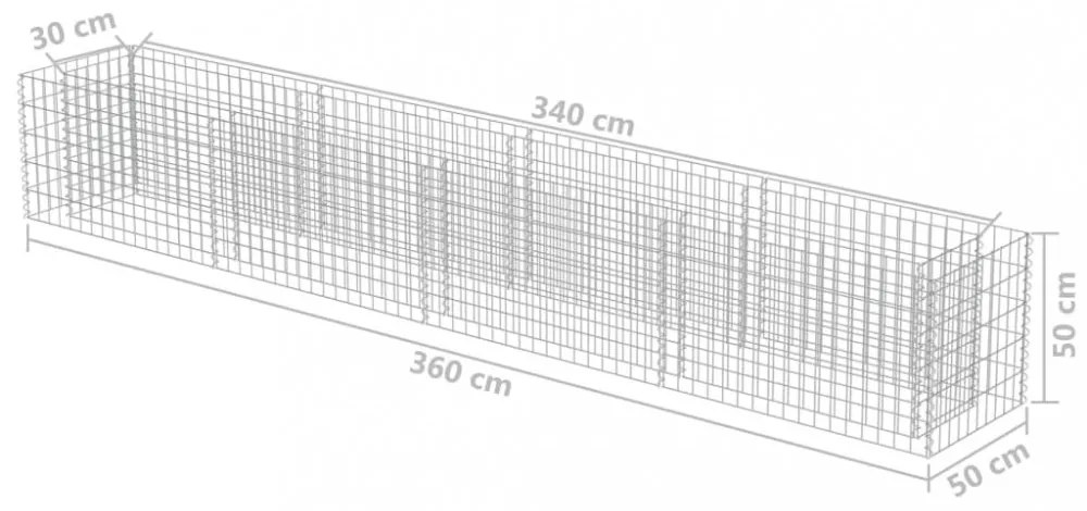 Gabionový vyvýšený záhon pozinkovaná ocel Dekorhome 270x50x100 cm