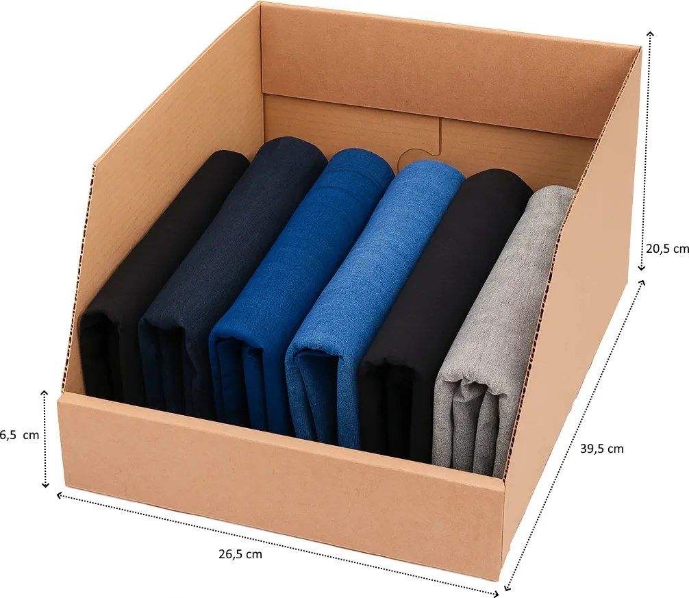 KARTON PAK Úložné boxy na oblečení, organizéry do skříně EKO KARTON 27x40x21 - zkosený