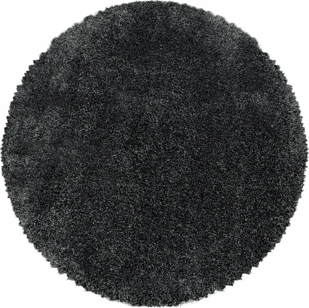 Ayyildiz, Kusový koberec Fluffy Shaggy 3500 grey kruh, 160x160 (průměr) kruh, šedá, ložnice