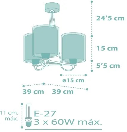 Dalber 41007H - Dětský lustr DOTS 3xE27/60W/230V