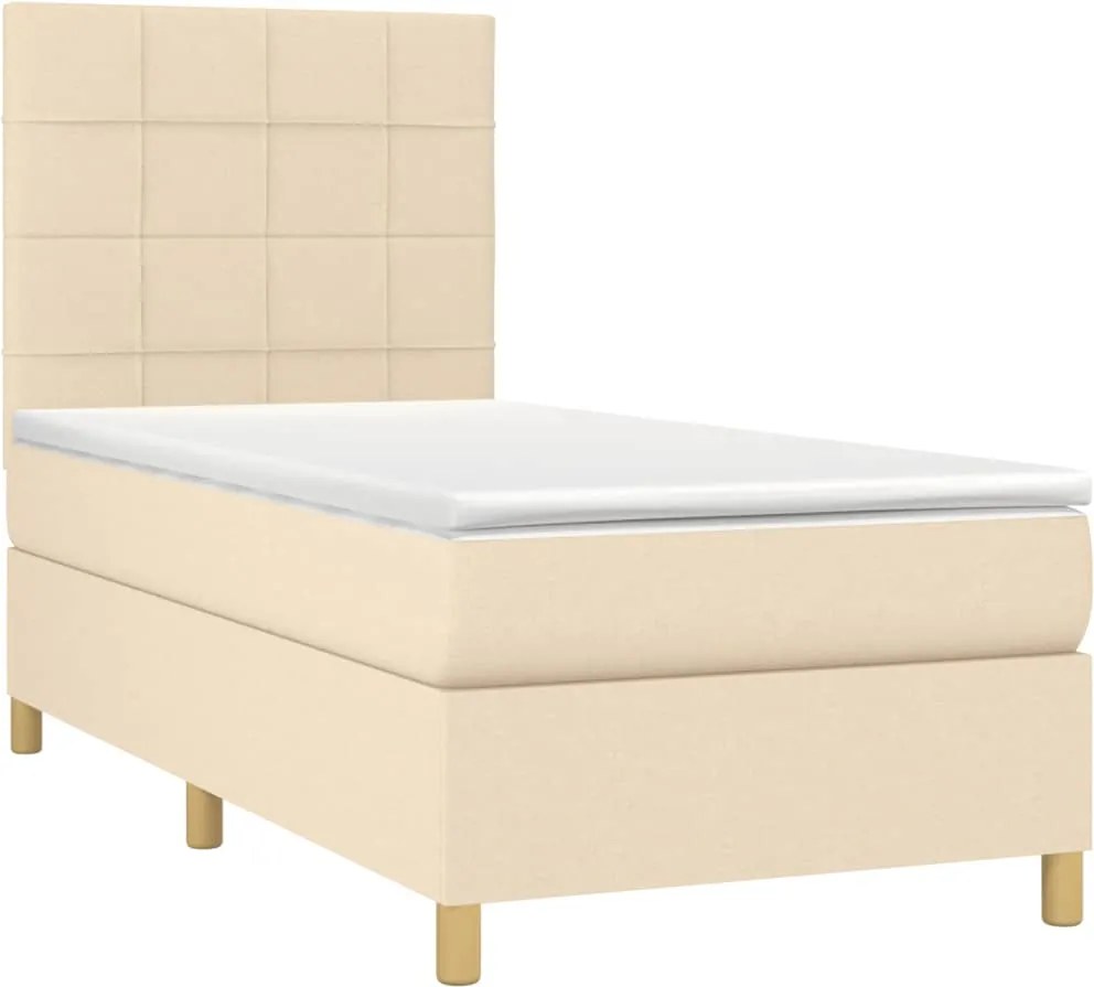 Box spring postel s matrací krémová 90x190 cm textil 3142302