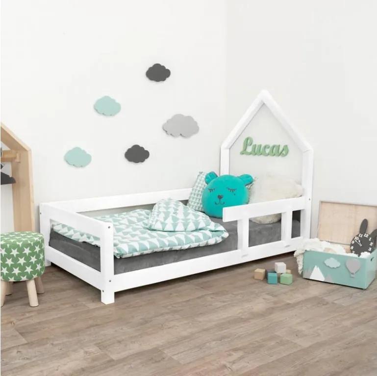MAXMAX Dětská domečková postel z masivu 200x120 cm POPPI se zábranami |  BIANO