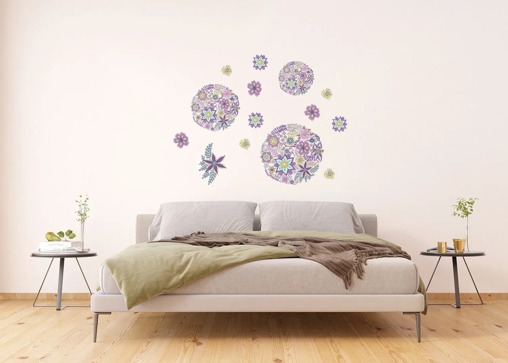 Samolepka na zeď Květinové Koule | 65 x 85 cm | DF1052