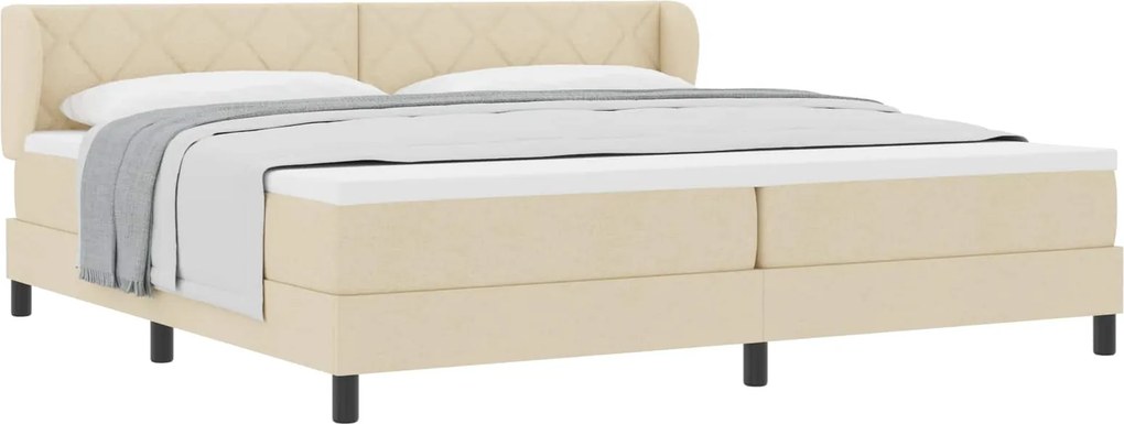 Postel s boxspringem s čelo Krémová 200 x 200 cm textil 3340113