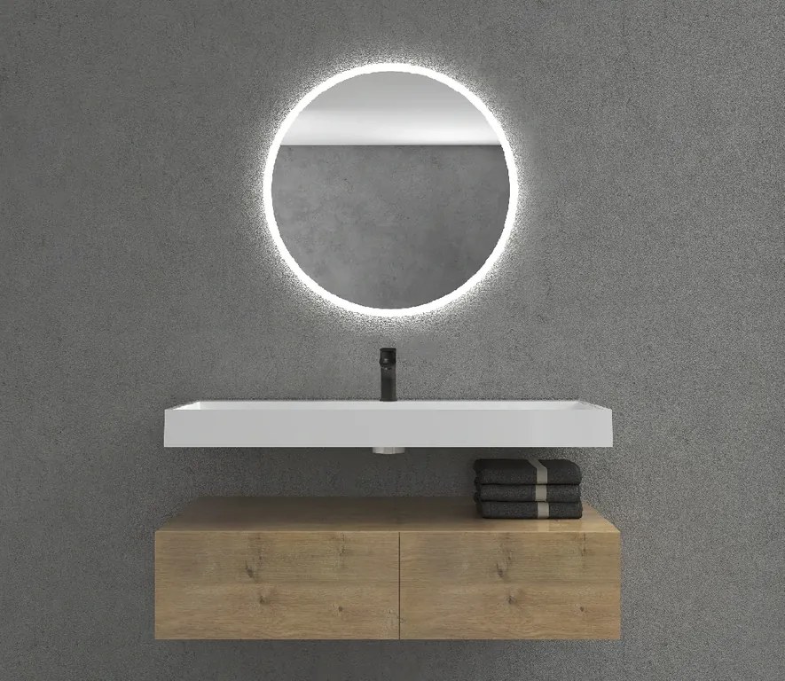 CERANO - Umyvadlo z litého mramoru Vita - nástěnné i na desku - otvor pro baterii - bílá matná - 120x46 cm, CER-CER-8050BD6941