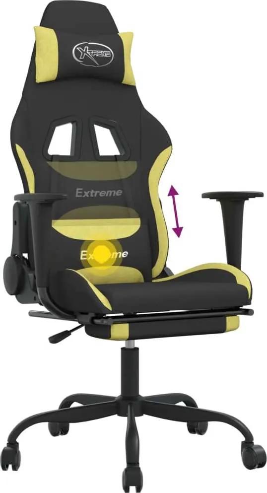 vidaXL Masážní herní židle s podnožkou černá a textil [345486] Barva: Světle žlutá