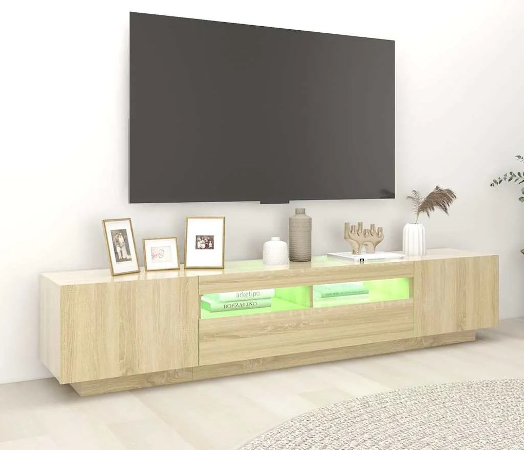 TV skříňka s LED osvětlením dub sonoma 200 x 35 x 40 cm 3081909