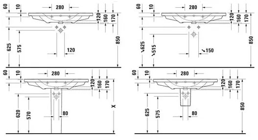 Duravit D-Neo Umyvadlo 100,5 cm, bílá 2367100000