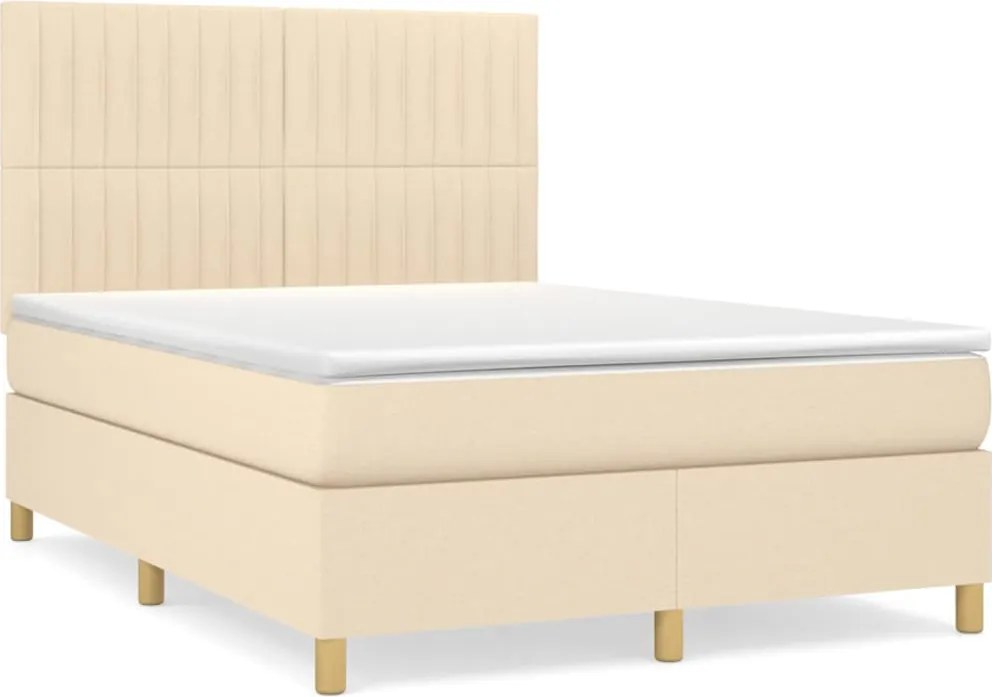 Box spring postel s matrací krémová 140x190 cm textil 3142494
