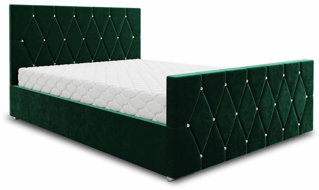 Manželská postel 180 cm Illa (tmavě zelená) (s roštem a úložným prostorem). 1047002