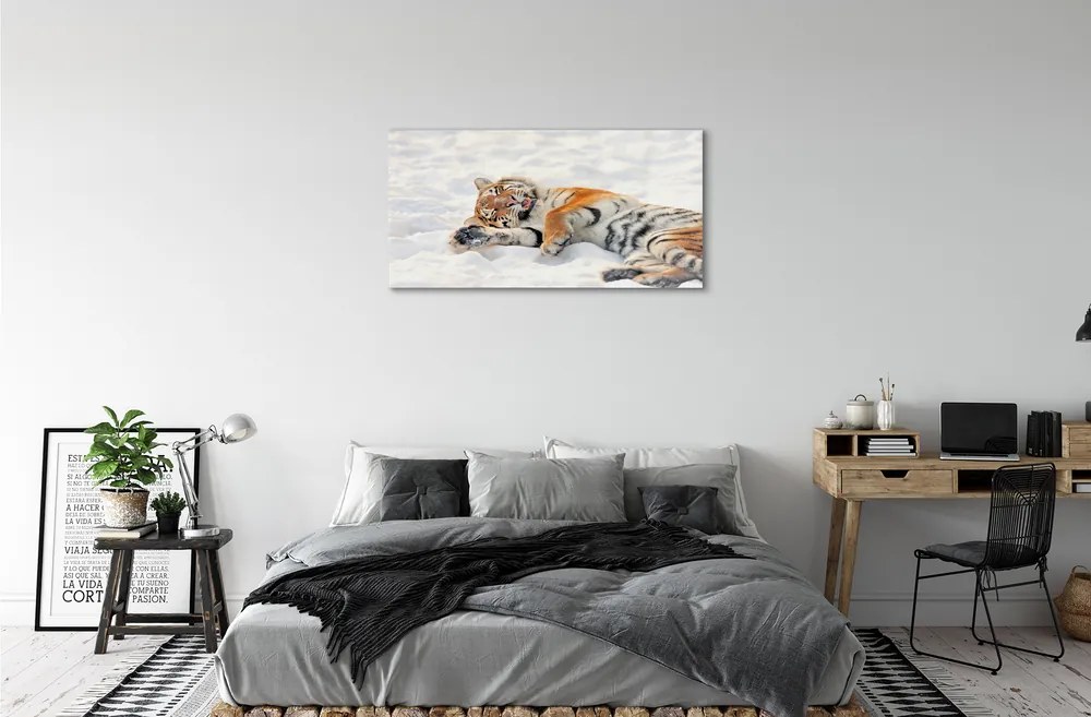 Obraz na skle Tiger winter 140x70 cm