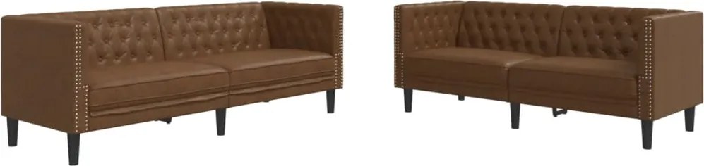 2dílná sedací souprava Chesterfield hnědá umělá semišová kůže 3209280