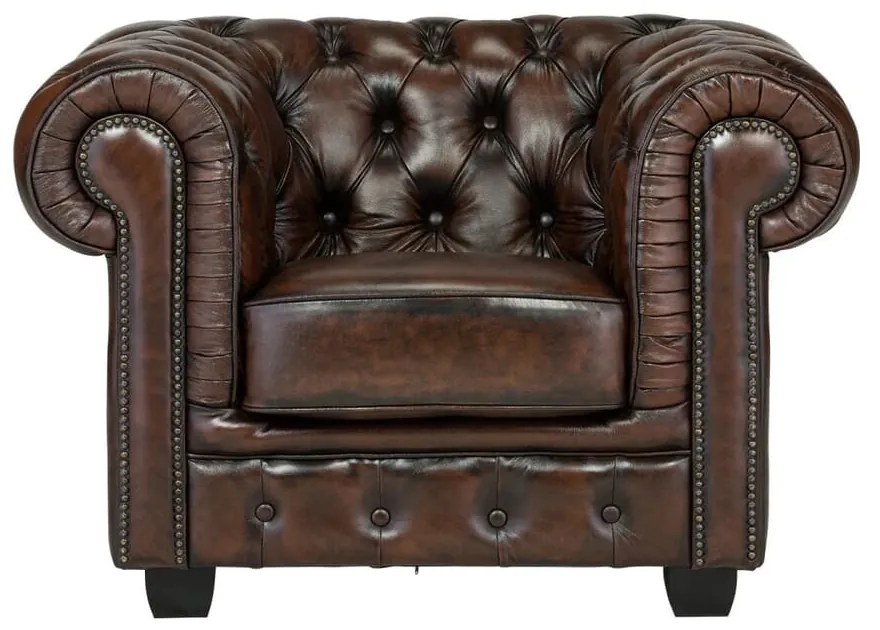 Massive home | Luxusní sedací souprava Chesterfield z pravé kůže - hnědá