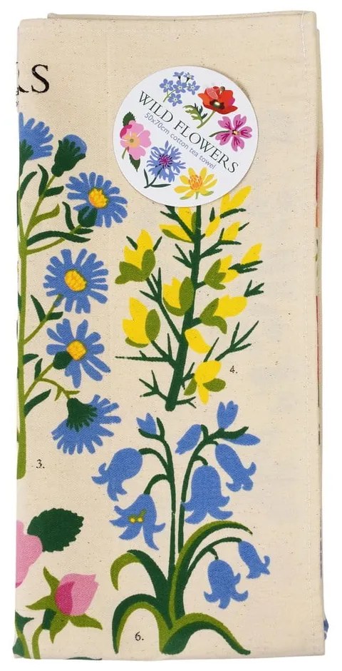 Béžová bavlněná utěrka Rex London Wild Flowers, 50 x 70 cm