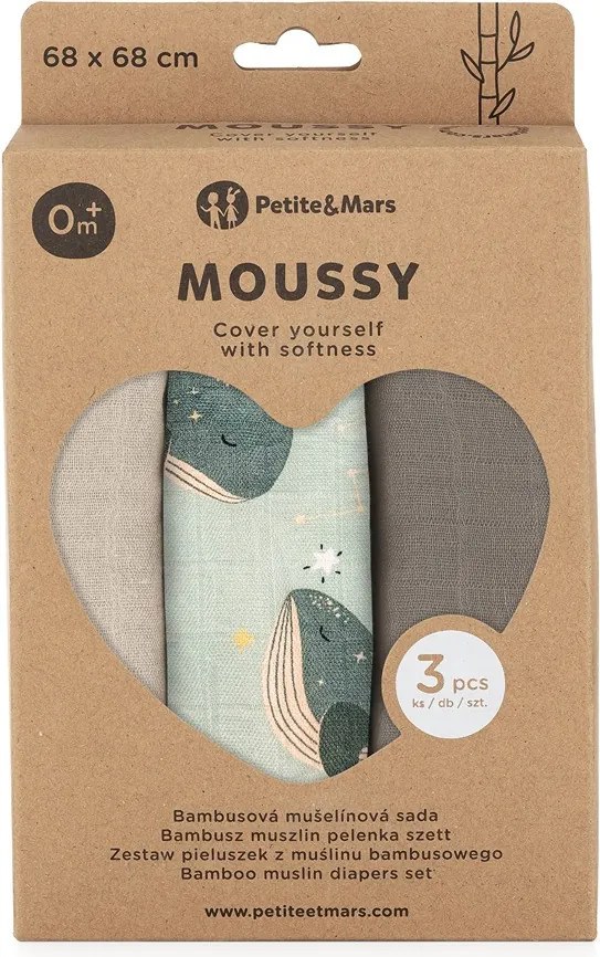 Petite & Mars Sada plen bambusová mušelínová 3 ks Moussy 68 x 68 cm Petite&Mars Llama Vibes