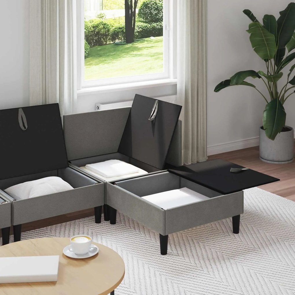 Sada nábytku do obývacího pokoje 4 ks Tmavě šedá Textil 3413805