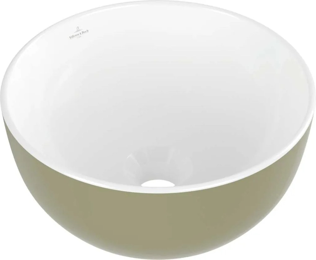 Villeroy & Boch Artis - Umyvadlo na desku, průměr 33 cm, bez přepadu, bez otvoru pro baterii, Sage Green 438932BCS8