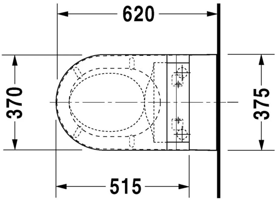 Duravit Starck 2 - závěsné WC 37,5 x 62 cm, pro Sensowash sedátka, bílé 2533590000