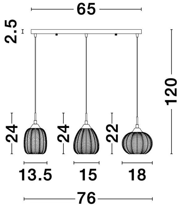 Nova Luce Závěsné svítidlo VARIO čiré sklo a saténový zlatý kov E27 3x12W