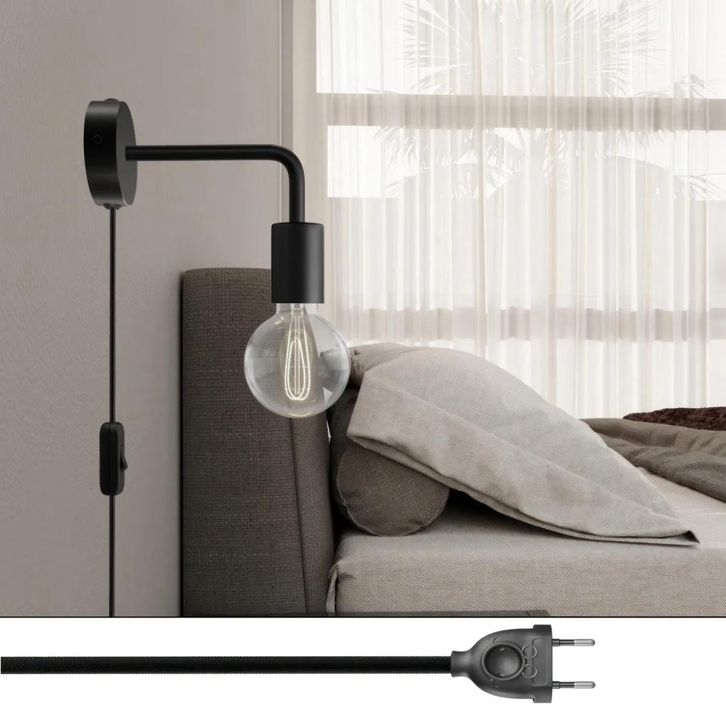 creative cables Spostaluce, nástěnná kovová lampa s prodloužením do tvaru l s vypínačem a zástrčkou Barva: Bílá