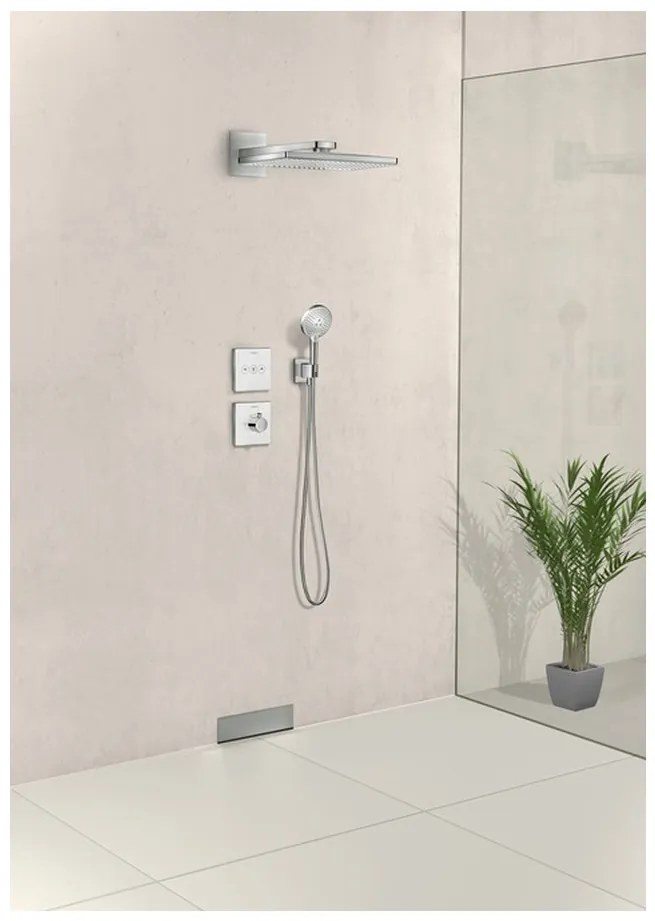 Hansgrohe ShowerSelect Glass, ventil pod omítku pro 3 spotřebiče, bílá/chromová, HAN-15736400