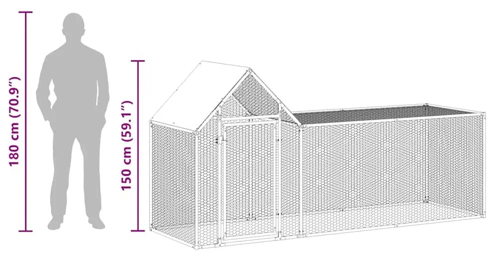 vidaXL Marketos Klec pro kuřata 3 x 1 x 1,5 m pozinkovaná ocel