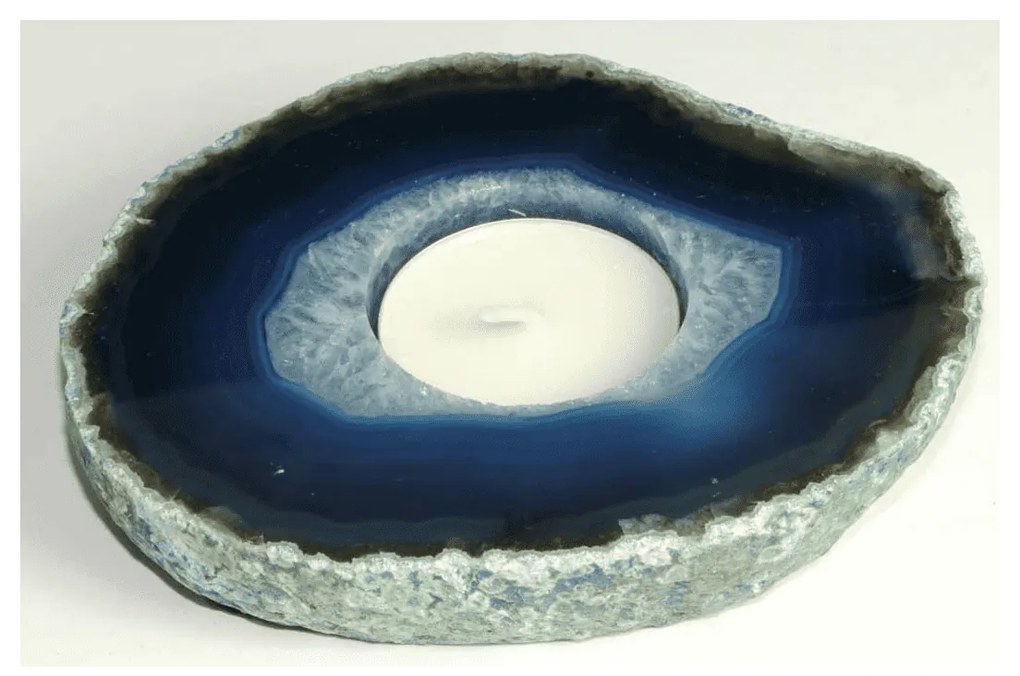 Milujeme Kameny Achát - svícen - modrý