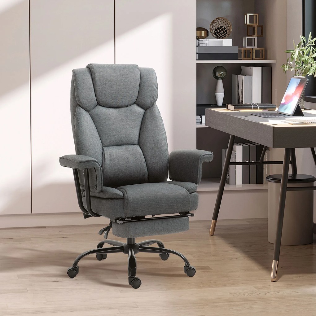 Kancelářská židle Vinsetto s funkcí polohování 150° skládací ergonomická kancelářská židle s opěrkou hlavy výškově nastavitelnou až do 135 kg šedá | …