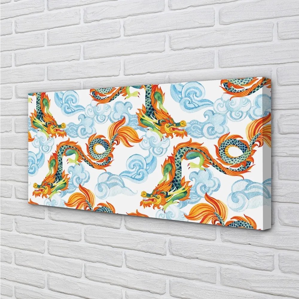 Obrazy na plátně Japonské barevné draky 125x50 cm