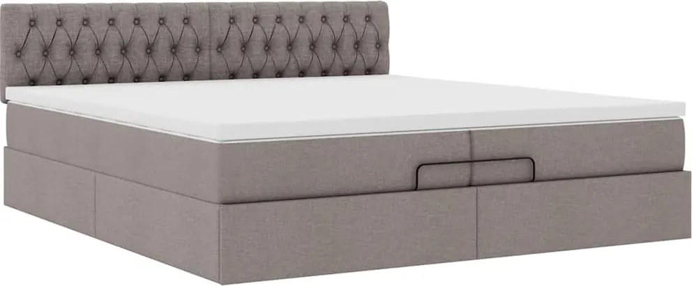 Osmanský rám postele s matracíes taupe 200x200cm textil 3312420