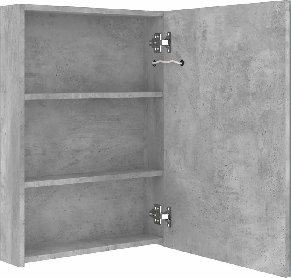 LED koupelnová skříňka se zrcadlem betonově šedá 50x13x70 cm 326495