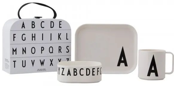 DESIGN LETTERS Dětská sada nádobí v kufříku Suitcase For Kids F, černá barva, bílá barva, plast, papír