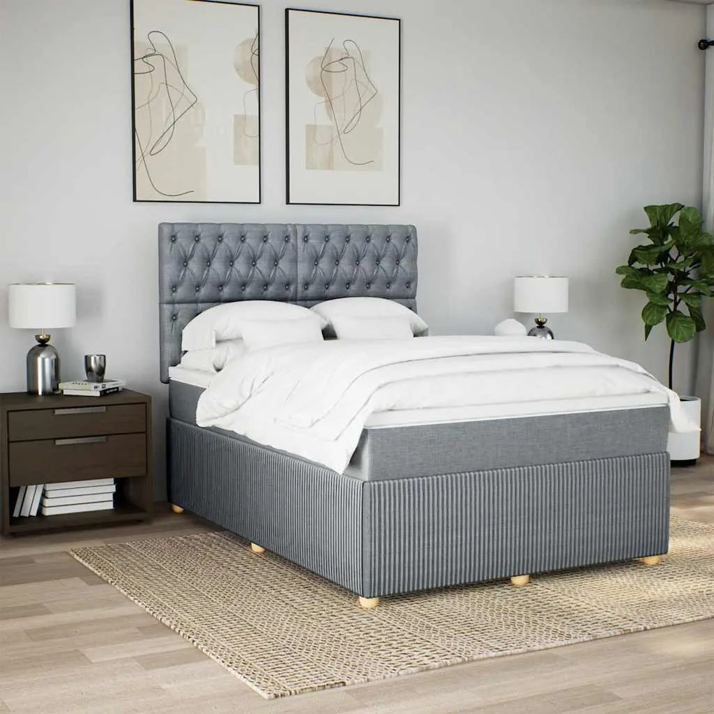 Box spring postel s matrací světle šedá 140 x 190 cm textil 3294358