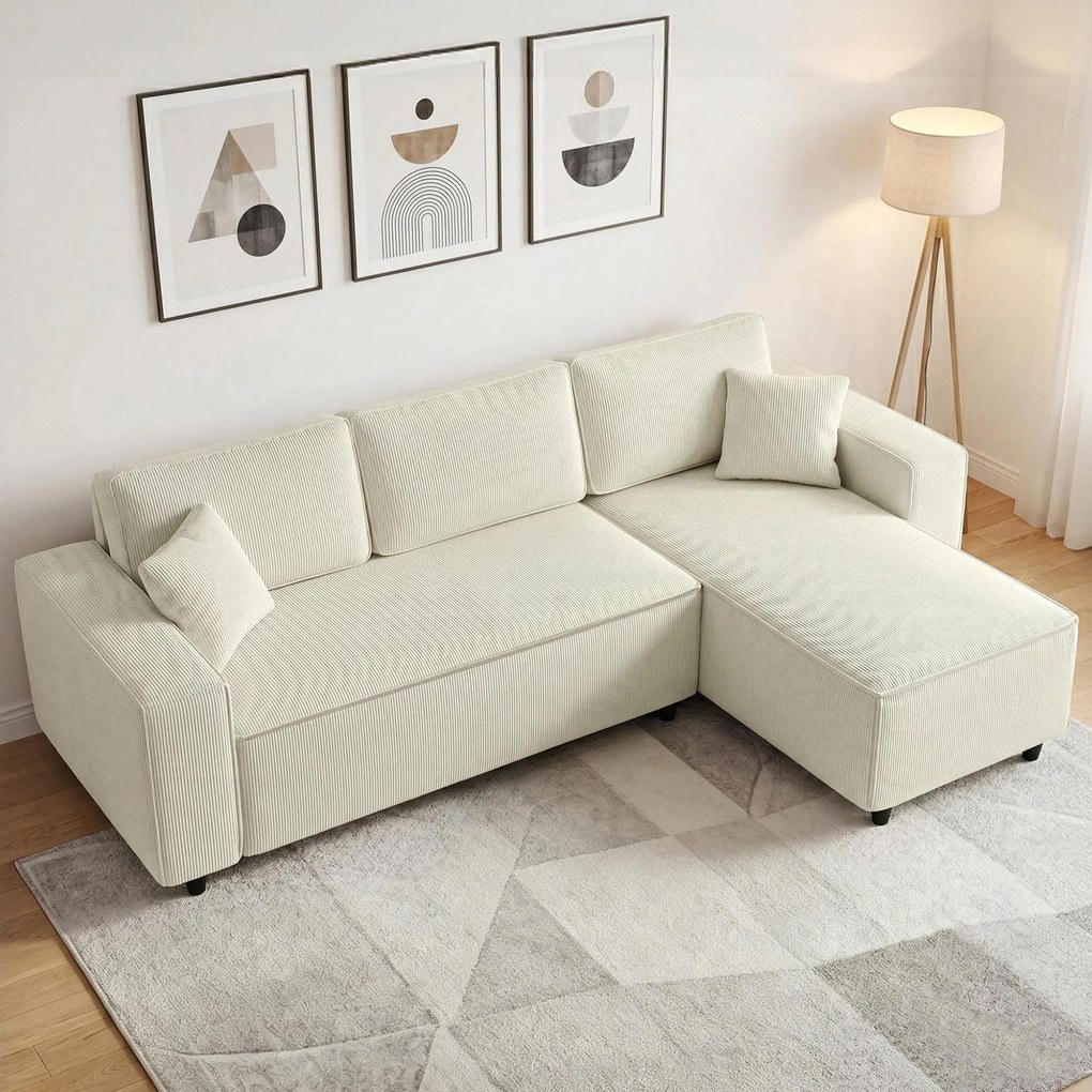 HOMCOM L-tvará pohovka pro 3 osoby s otočnou chaise longue, 2 polštáře, pružinové polstrování, rohová pohovka na zahradu do obývacího pokoje a ložnic…