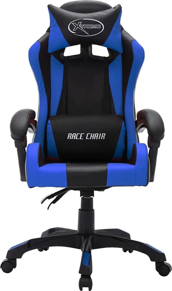 Herní židle s RGB LED podsvícením modro-černá faux kůže 287996