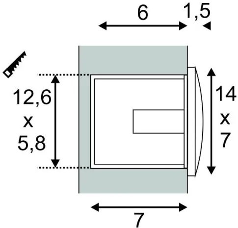 SLV 233625 Downunder Out LED M, antracitové zápustné svítidlo do stěny, 3,3W LED, 3000K, 14x7cm, IP55