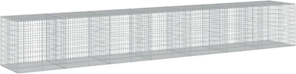 Gabionový koš s víkem 700 x 100 x 100 cm pozinkované železo 3295202